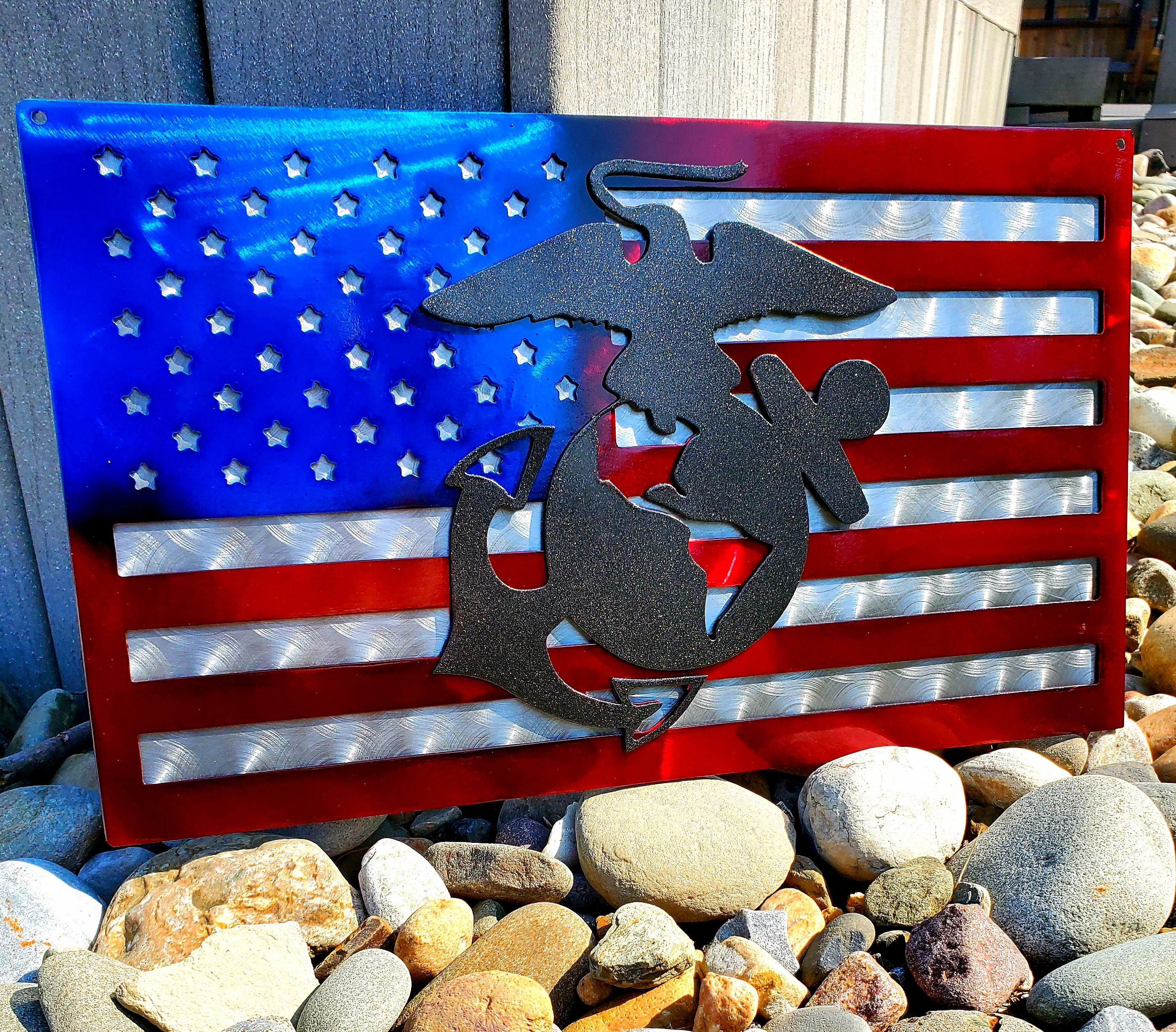 American Flag USMC Metal Art